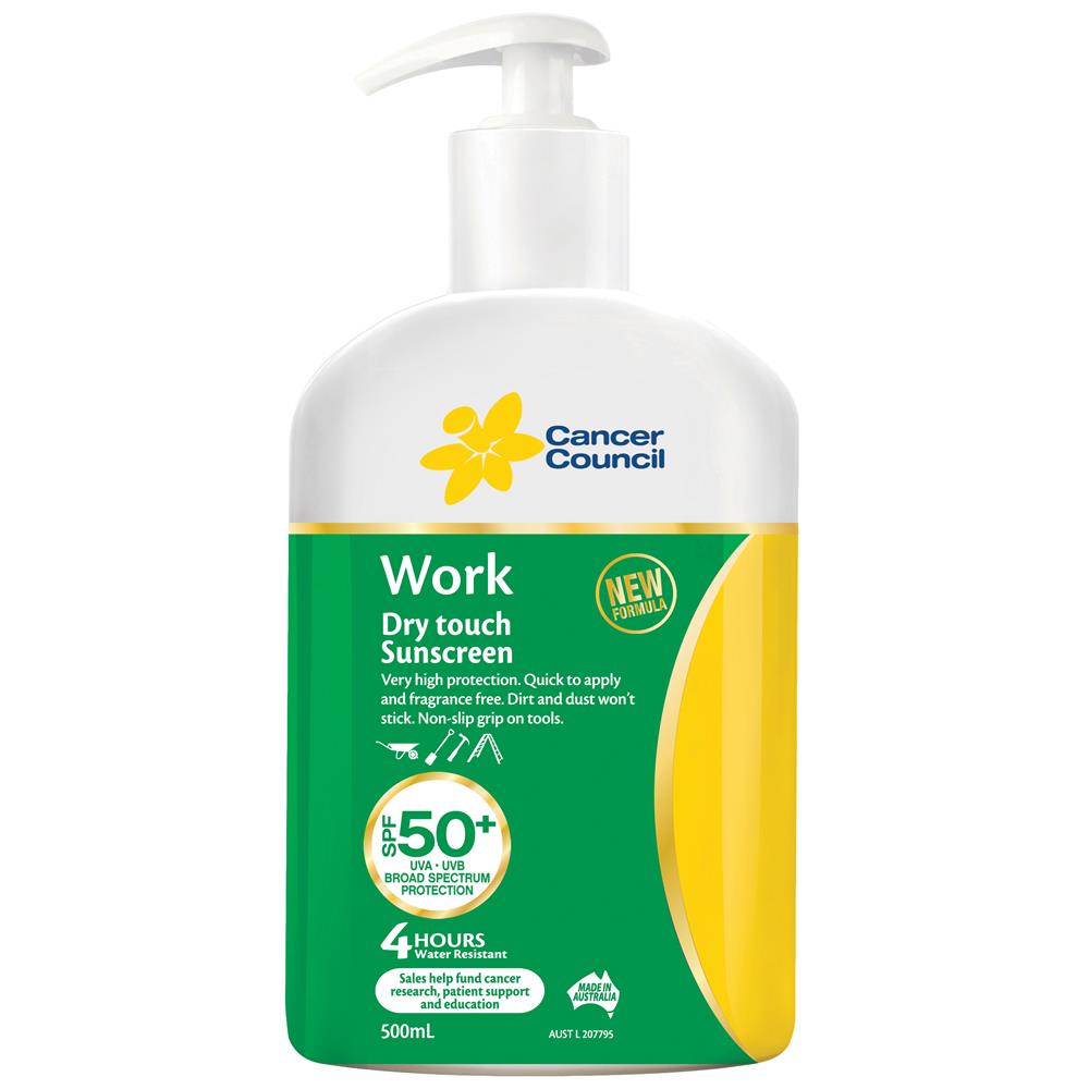 Cancer Council Sunscreen 50+ Work 500ml Pump Pack - | Bunzl Safety AU