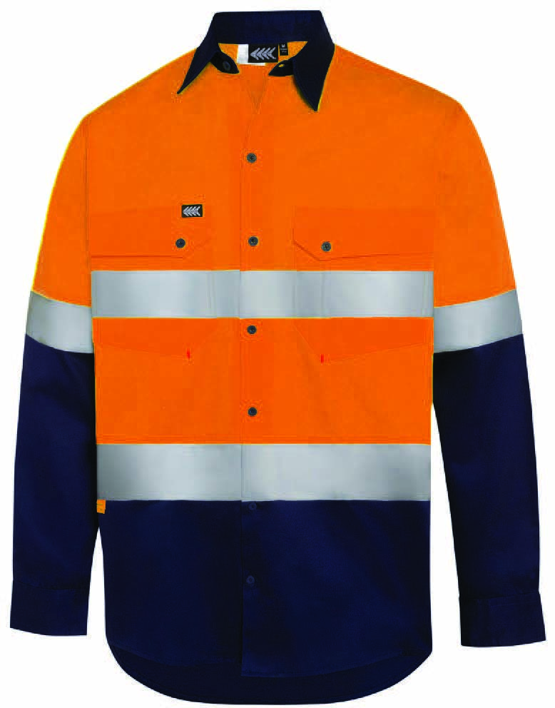 Boomerang Mens Hi-Vis Button-Up Shirt with Reflective Tape - | Bunzl ...
