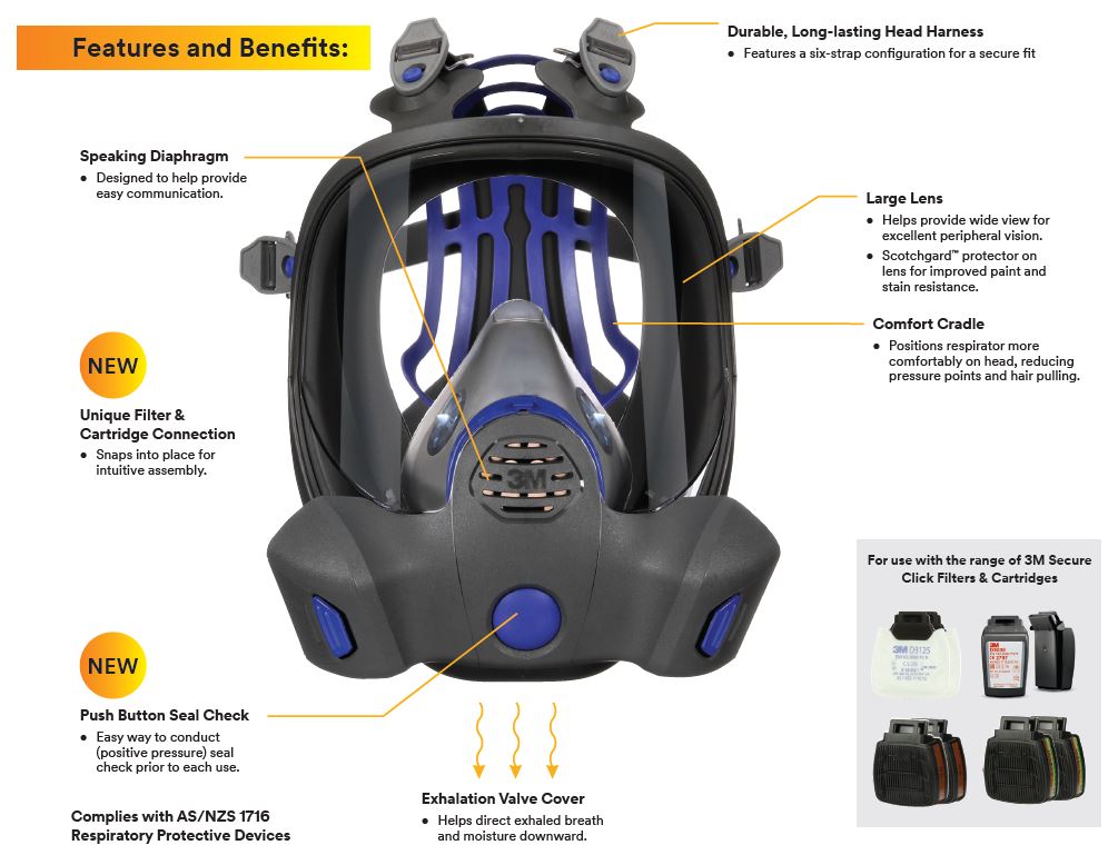 3M™ FF-800 Full Facepiece Reusable Respirator Series | Bunzl Safety AU